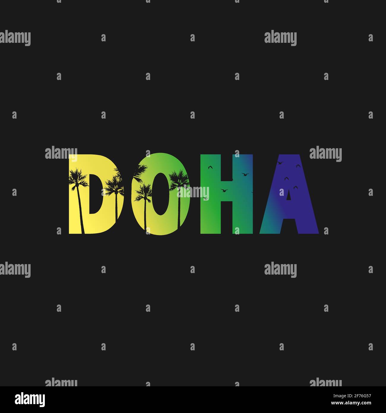 Doha Welcome To Word Text with Creative Font Design Vector Illustration ...