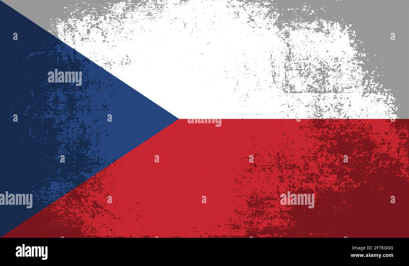 Czech Republic flag with waving grunge texture. Vector background Stock ...