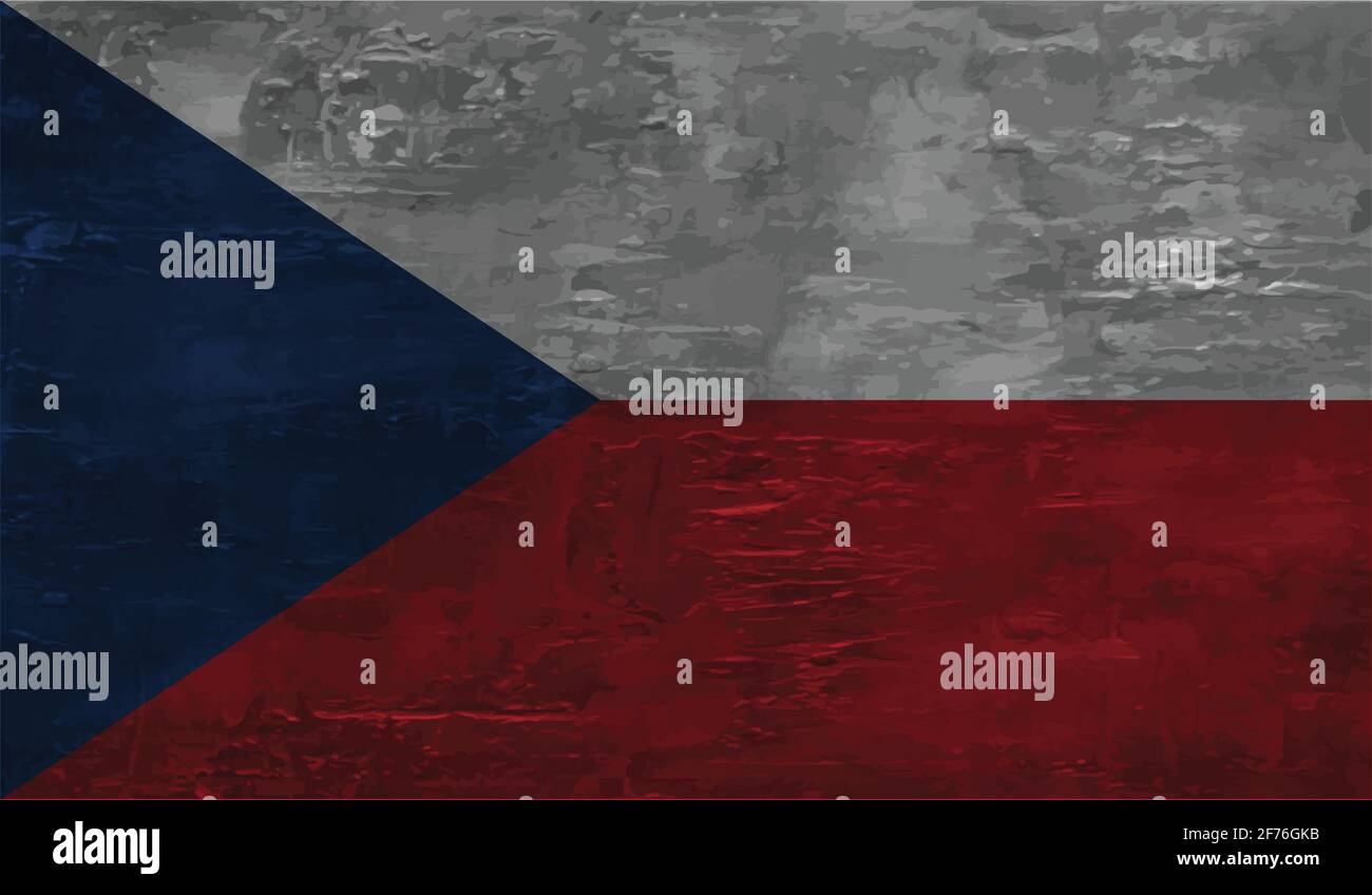 Czech Republic flag with waving grunge texture. Vector background Stock ...
