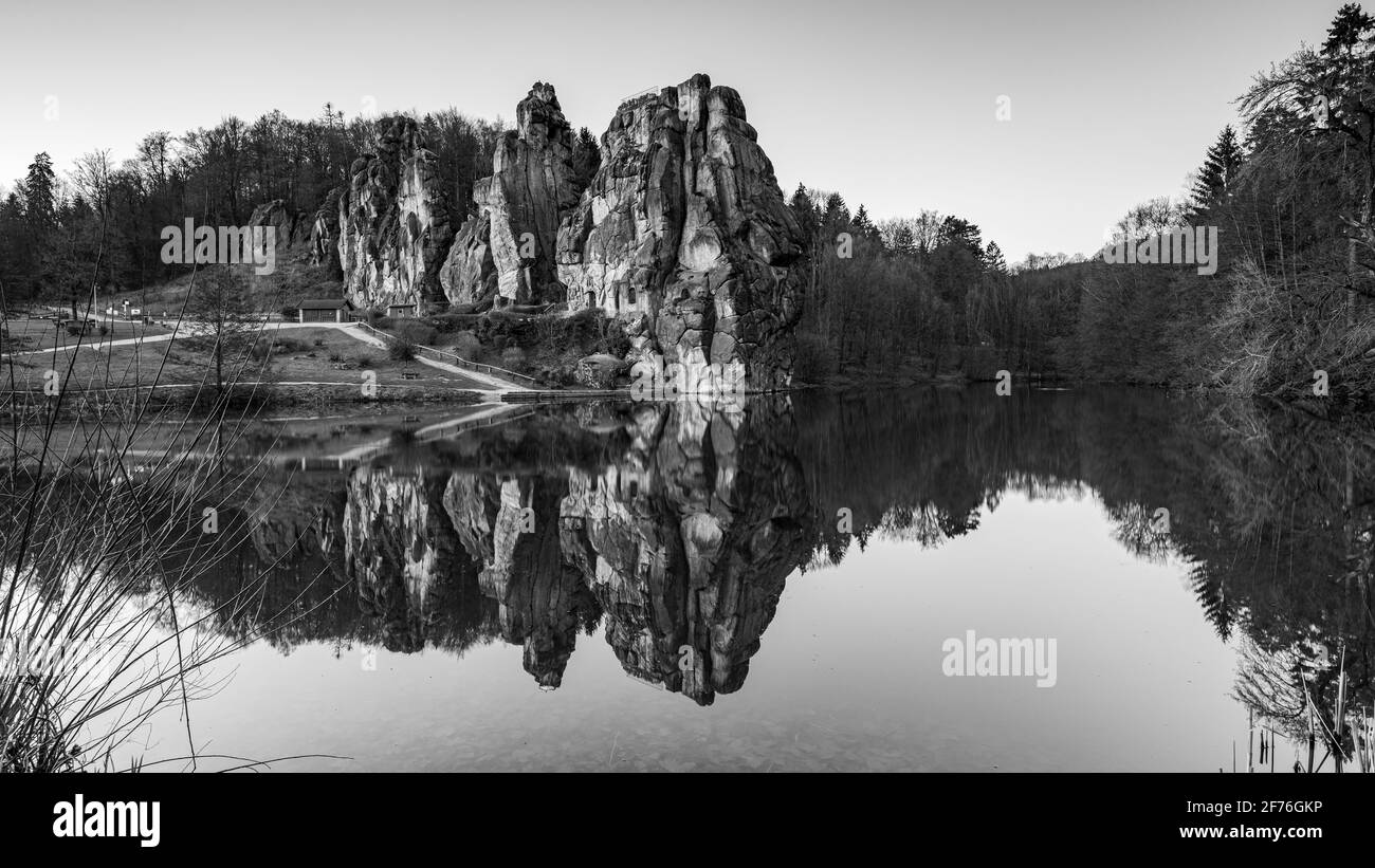 The Externsteine rock formation in the Teuteburg Forest in Germany ...