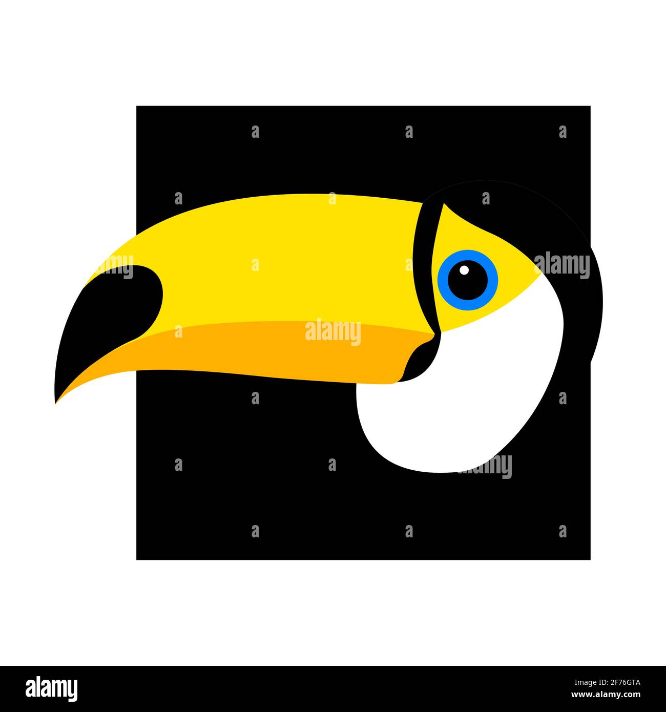 Head of an exotic toucan bird with a black background. Colorful vector ...