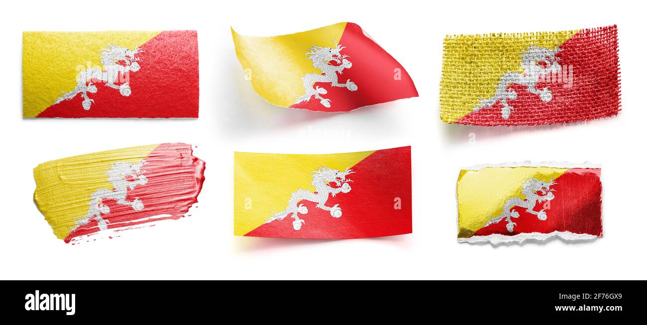 Set of the national flag of Bhutan on a white background Stock Photo ...