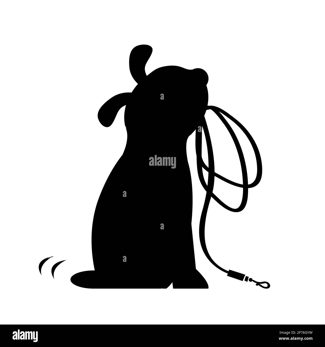 Dog With Leash Silhouette