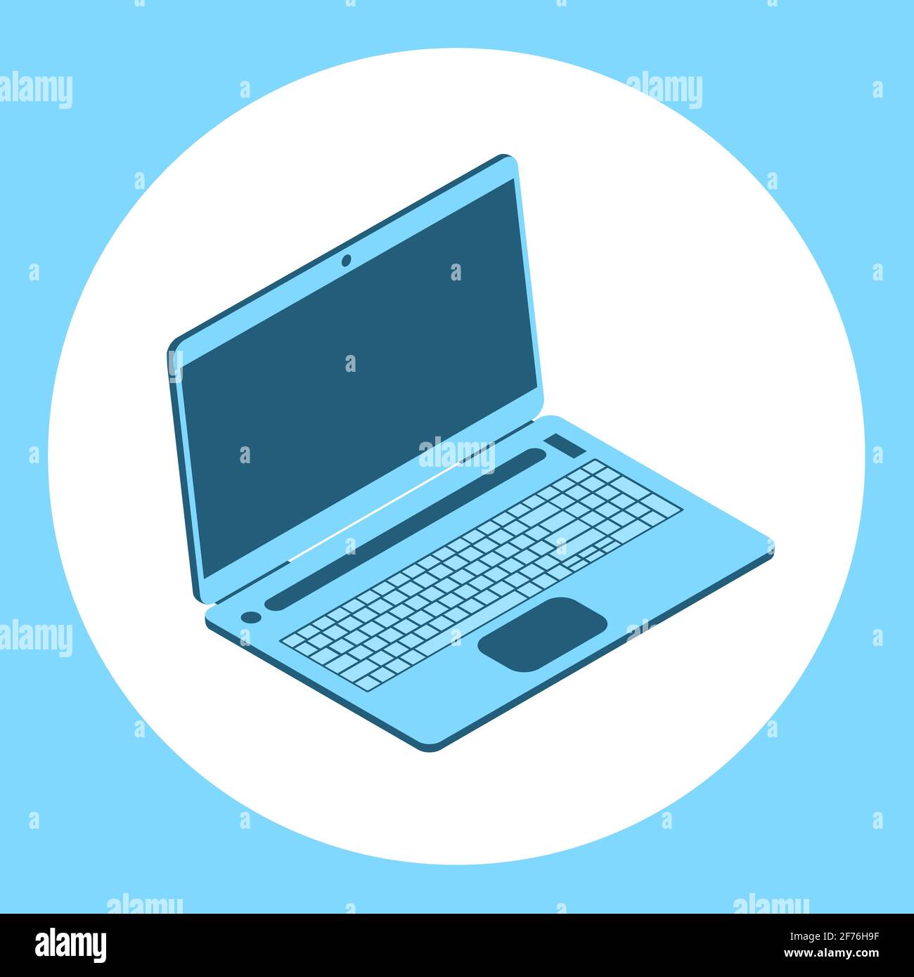 Blue laptop on a white background. Computer keyboard. Vector isolated ...