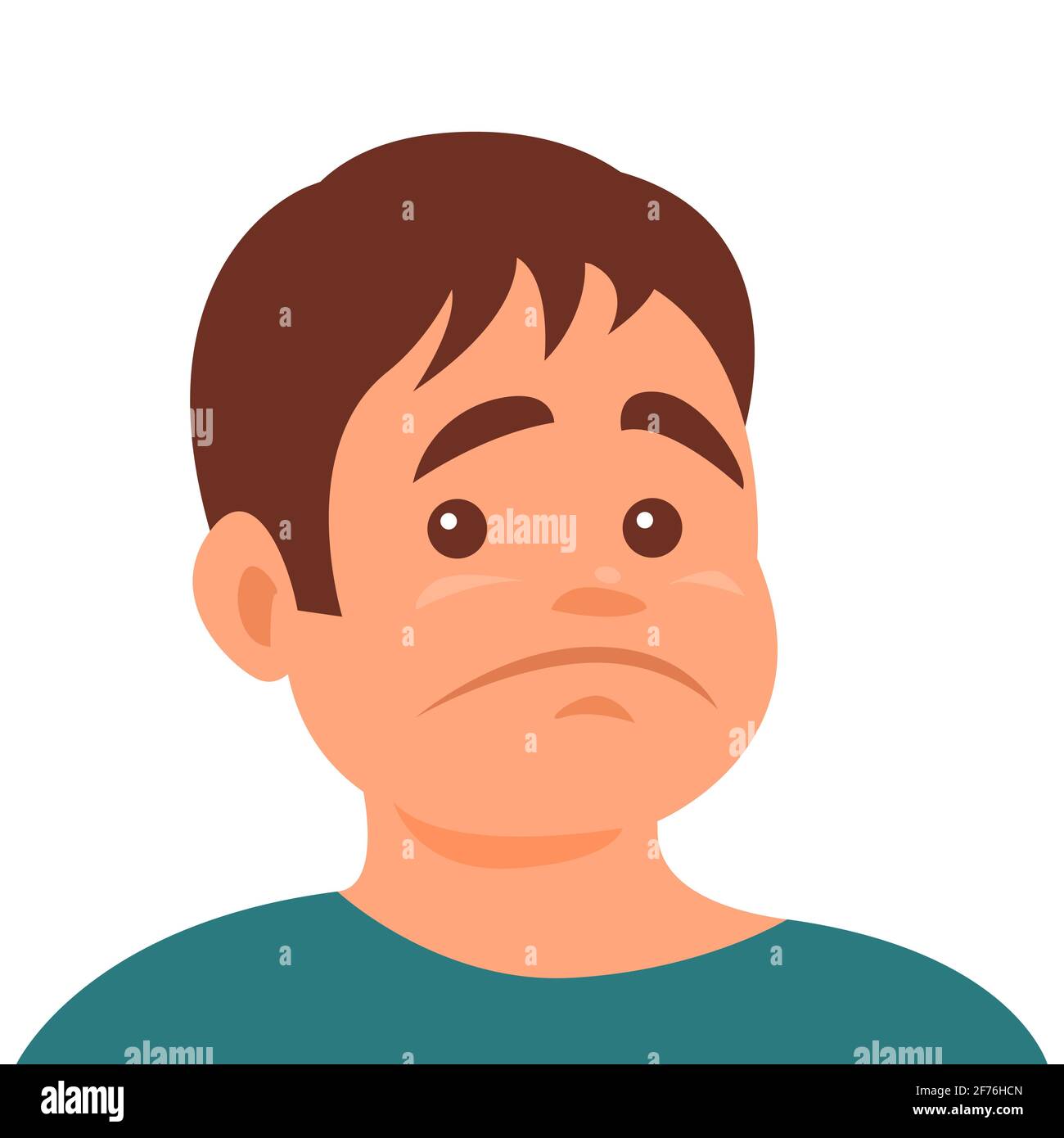 A young man with a distressed expression on his face. Vector isolated ...