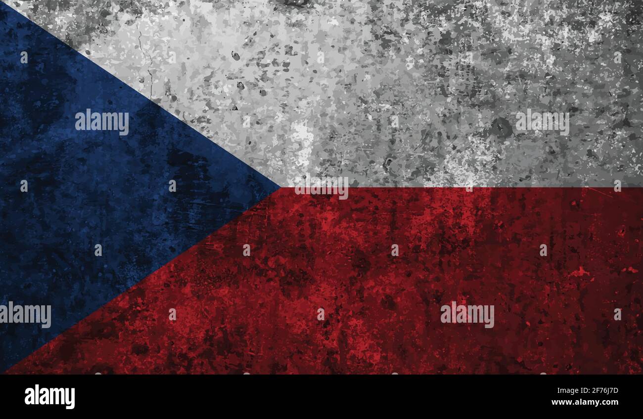 Czech Republic flag with waving grunge texture. Vector background Stock ...