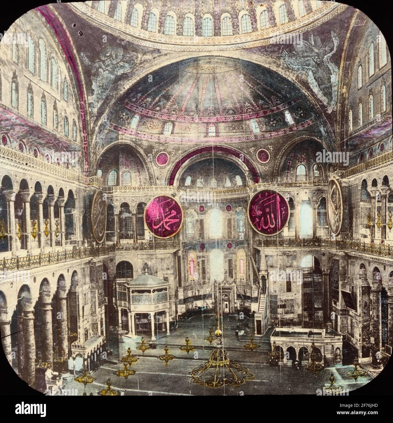 Colored skiolet icon with motifs of Hagia Sofia (interior), Constantinople, Turkey Stock Photo ...