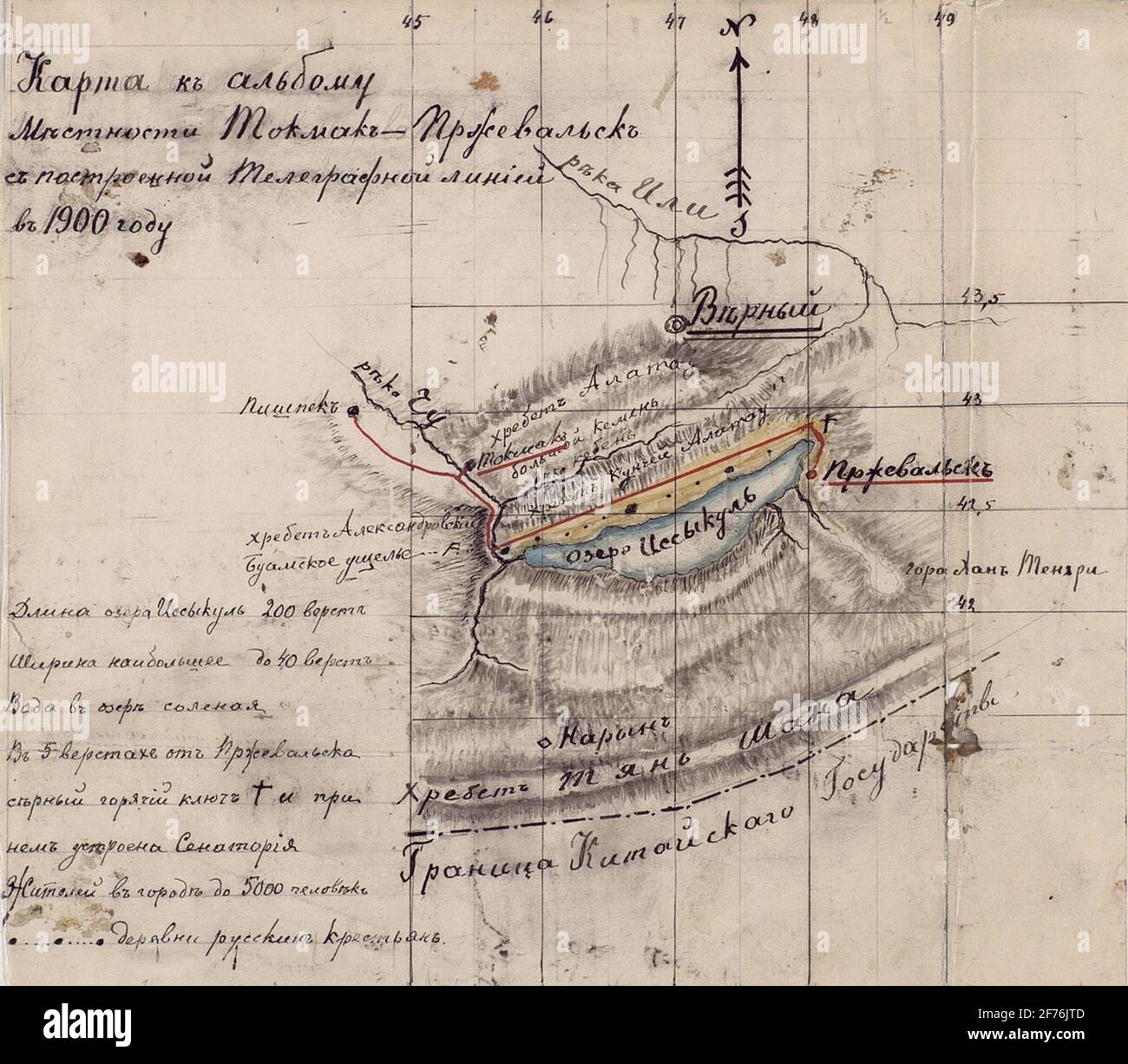 Sketch from the facility of a telegraflinje in Russia in 1900 Stock ...