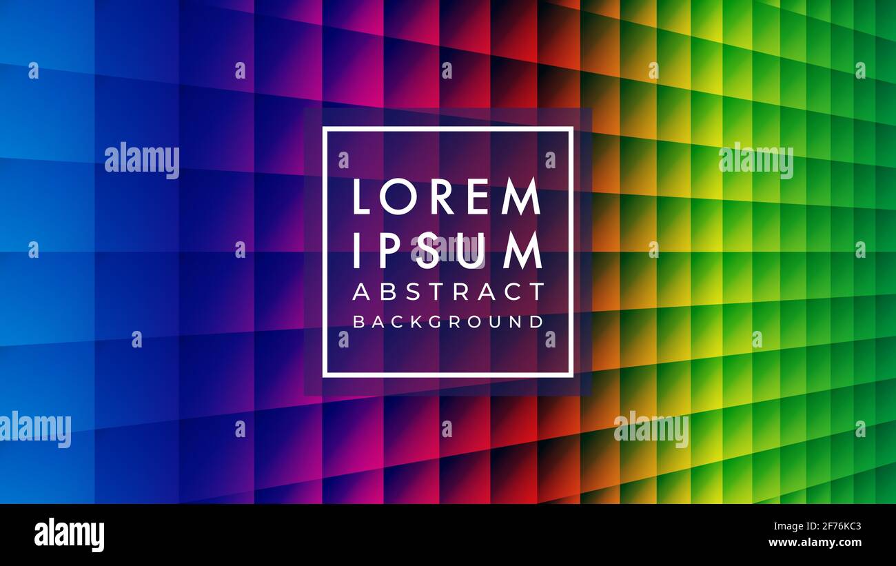 Vector illustration of tiled multicolor square pattern. Vibrant rainbow color gradient. Abstract ...