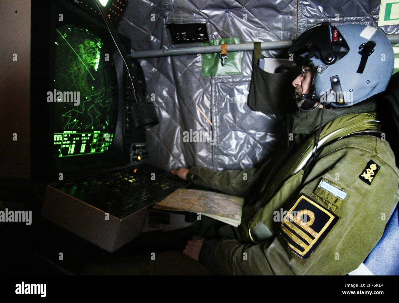Tactical officer on the Swedish Air Force's Helicopter 4, Hkp 4, from ...
