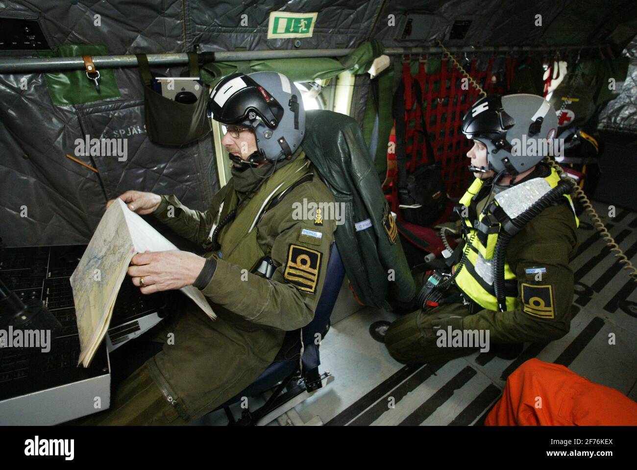 Tactical officer on the Swedish Air Force's Helicopter 4, Hkp 4, from ...