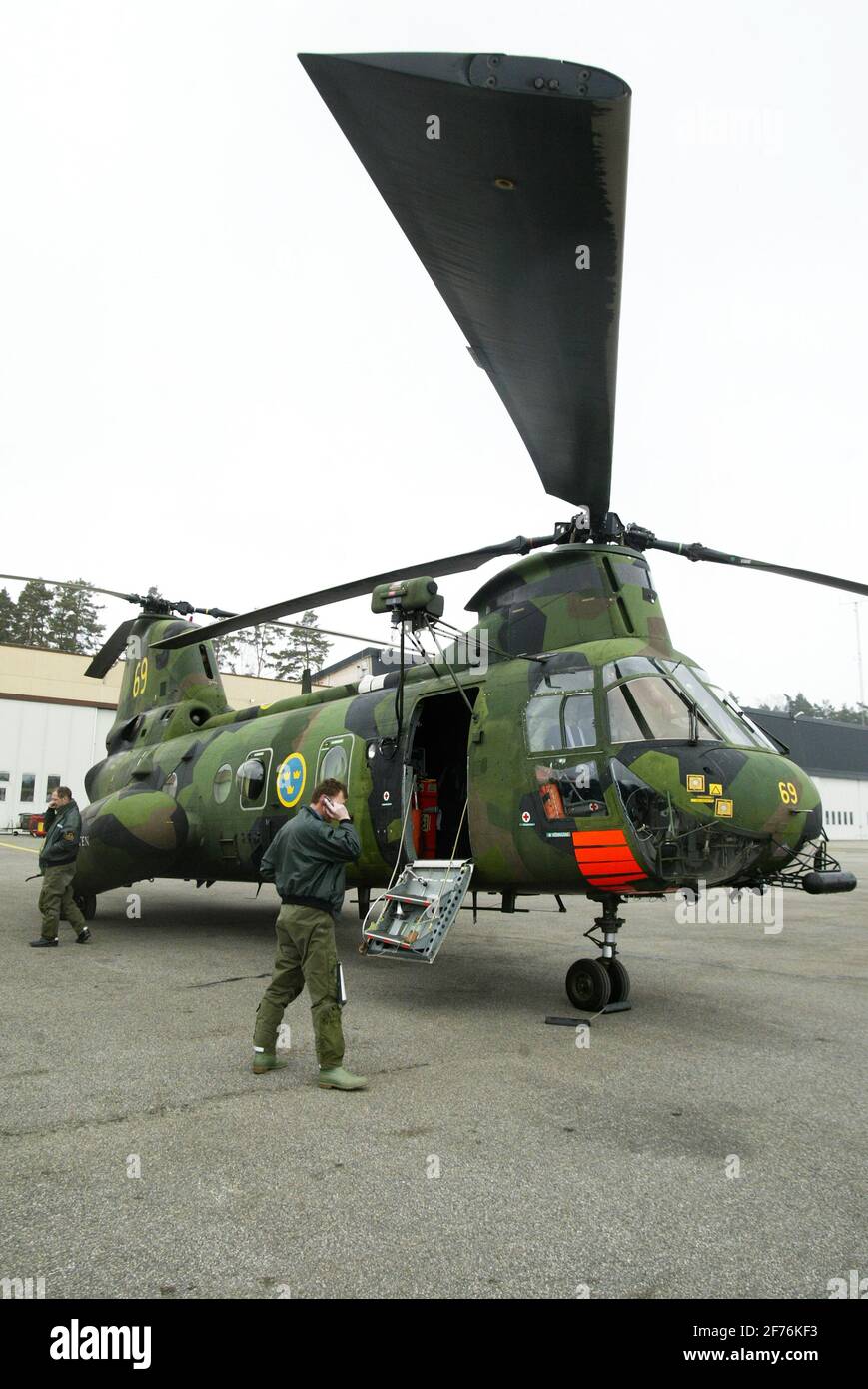The Swedish Air Force's Helicopter 4, Hkp 4, Boeing Vertol 107, is ...