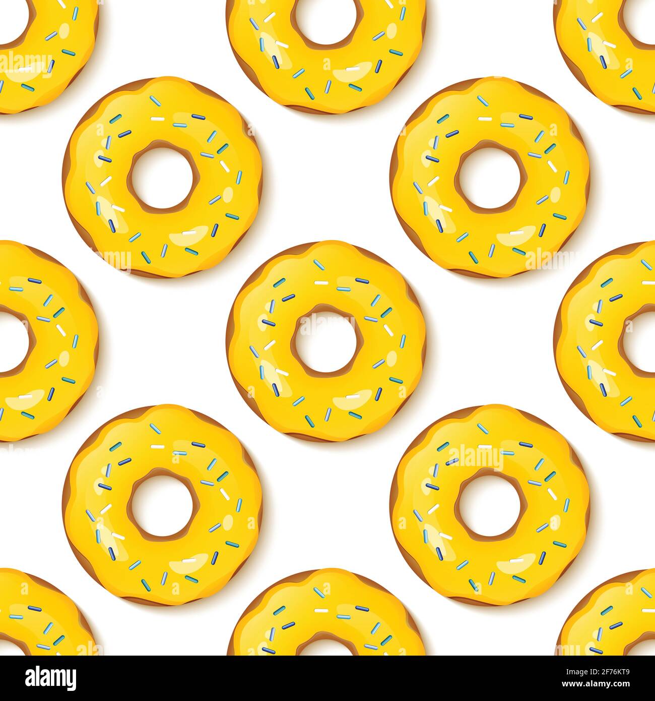 Donuts with yellow icing and multicolored powder on a color background ...