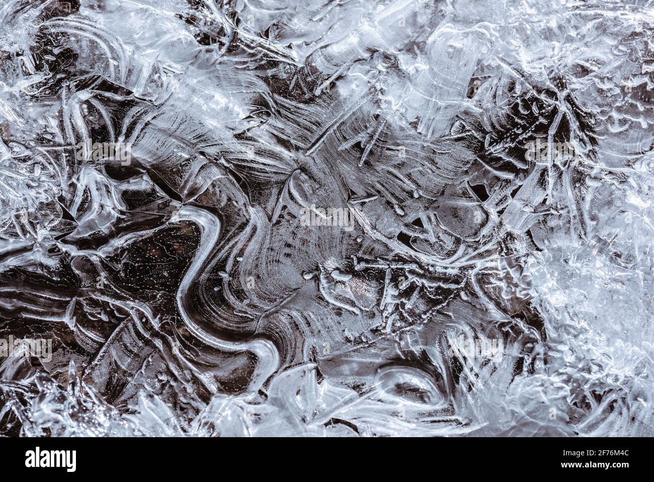The texture of the thin ice on the water surface Stock Photo - Alamy
