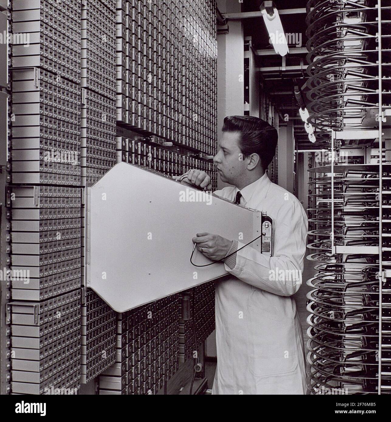 Stand with call counters. Bear pliers read off (photograph) call ...