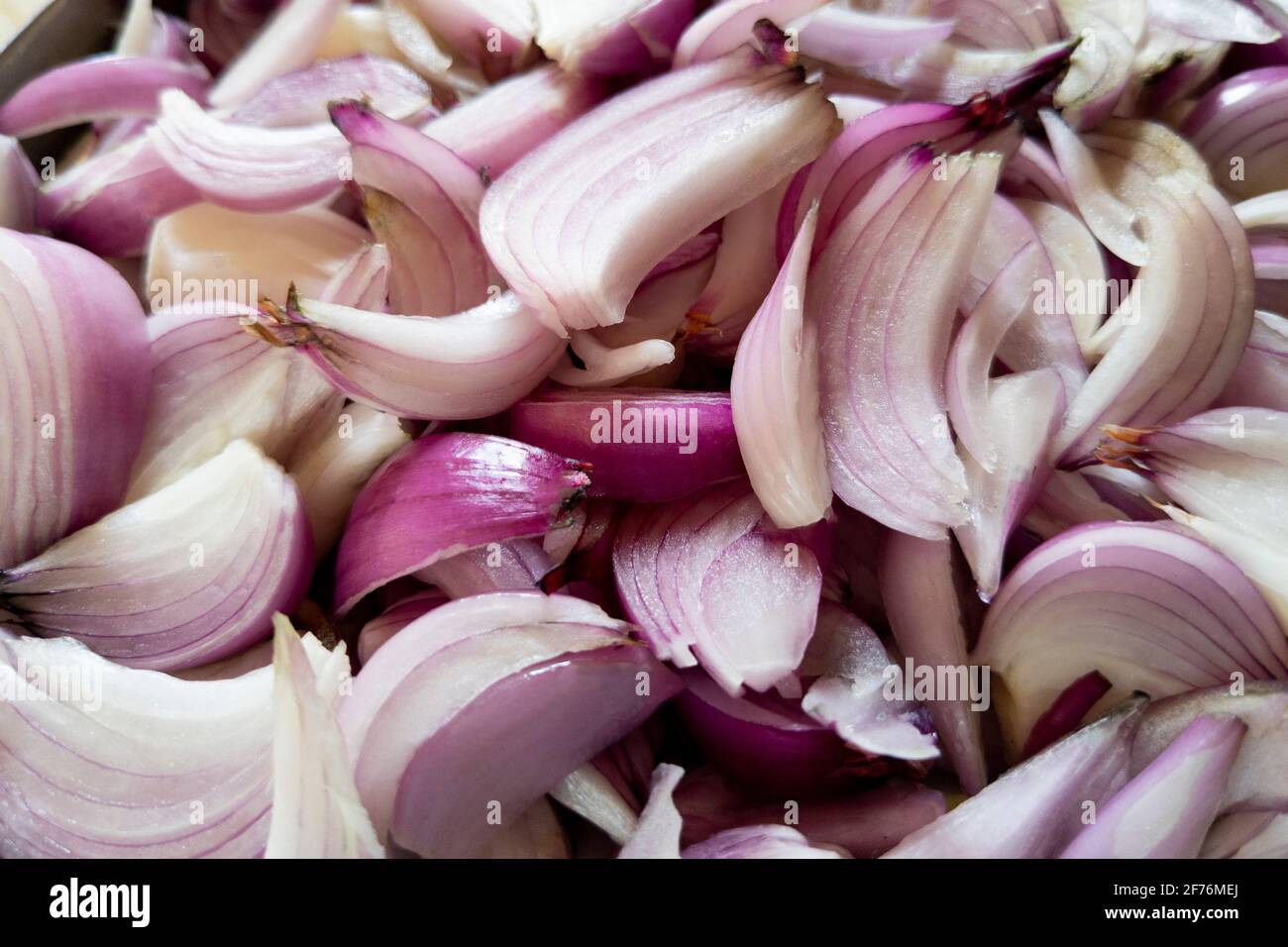 top view of fresh red onion slices isolated on full frame Stock Photo ...
