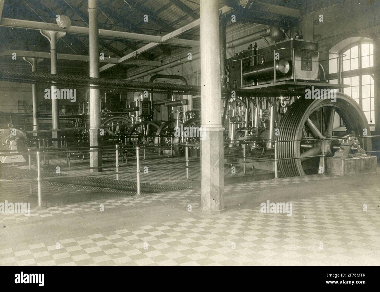 Machine room at Norrbotten ore processing factory on black island in ...