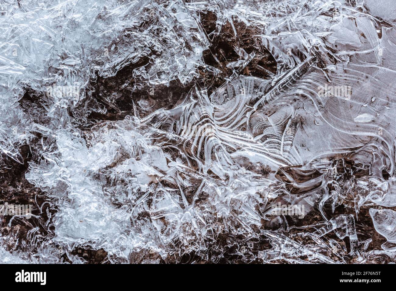 The texture of the thin ice on the water surface Stock Photo - Alamy