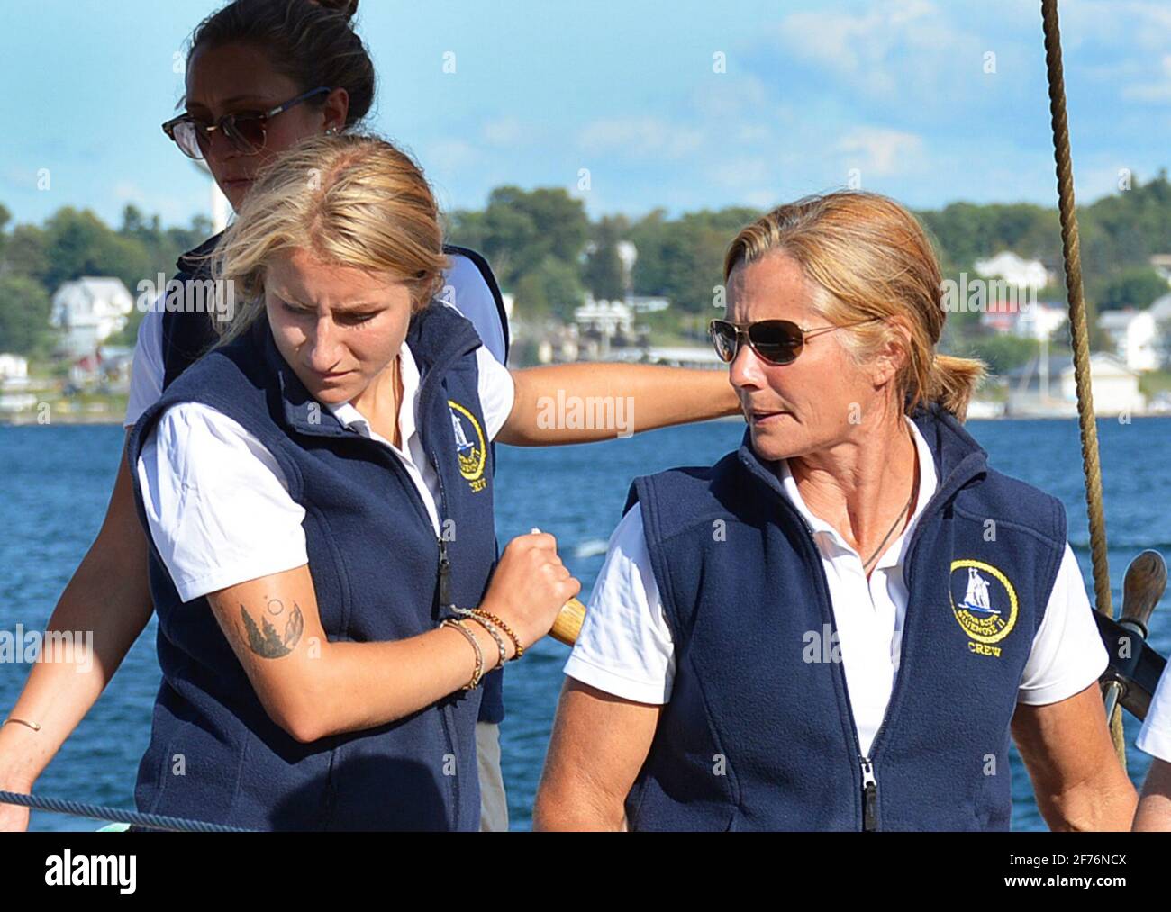 Female members of the sailing crew of the Tall Ship, Bluenose ll ...