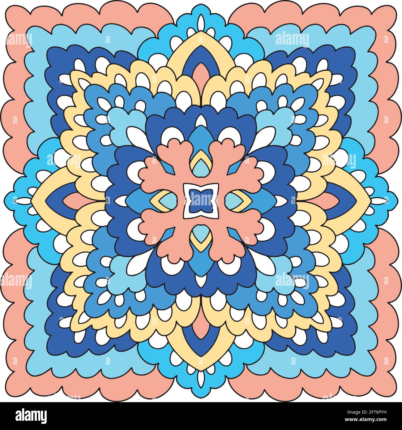 Square mandala icon, hand drawn and outline style Stock Vector Image ...