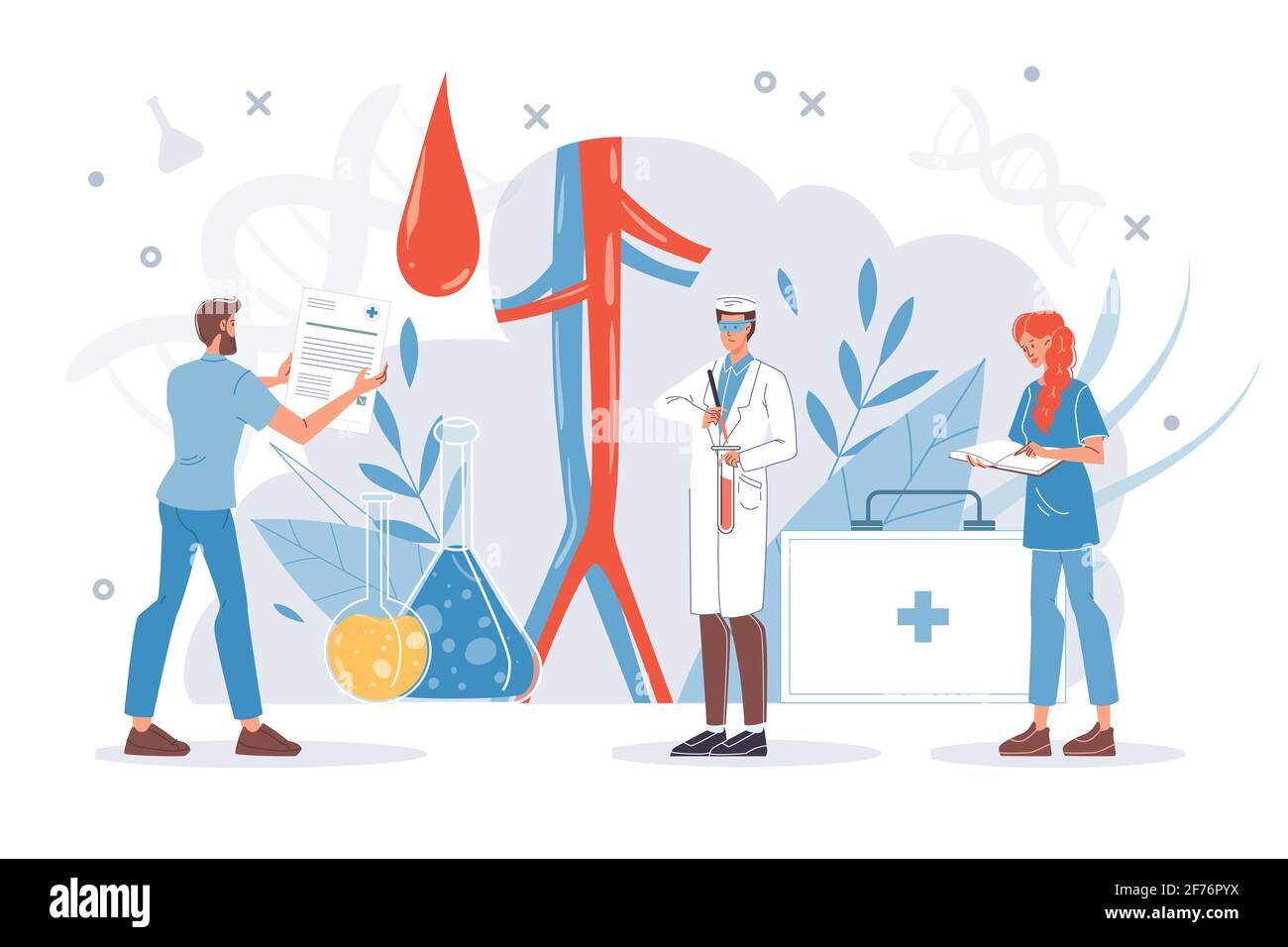 Flat cartoon doctor characters at work vector illustration concept ...