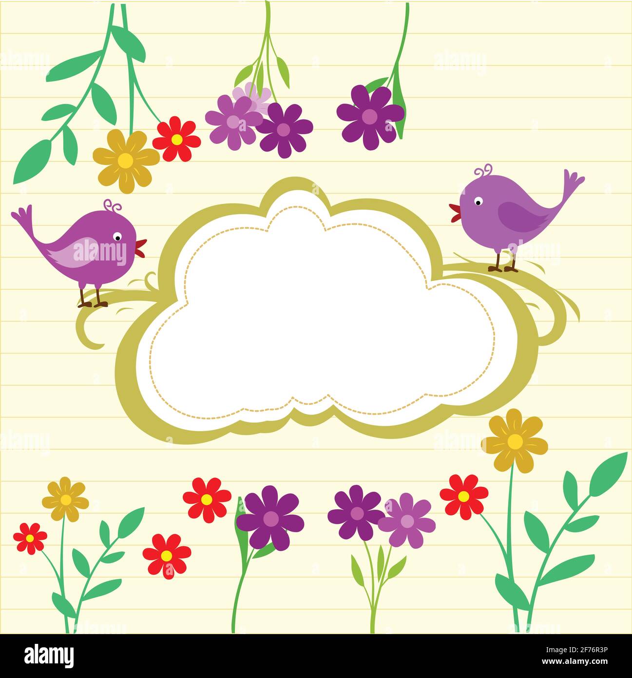 Love Birds Frame Doodle Background Vector illustration Stock Vector ...