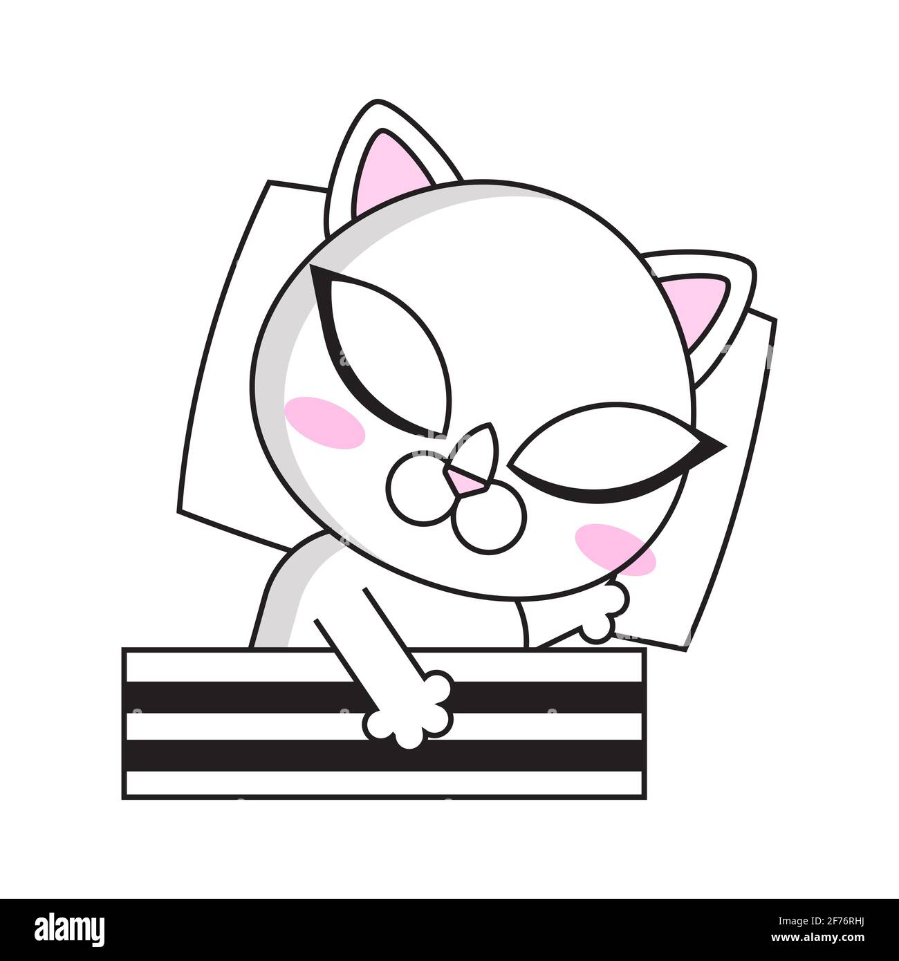 Lazy white cat sleep Stock Vector Images - Alamy