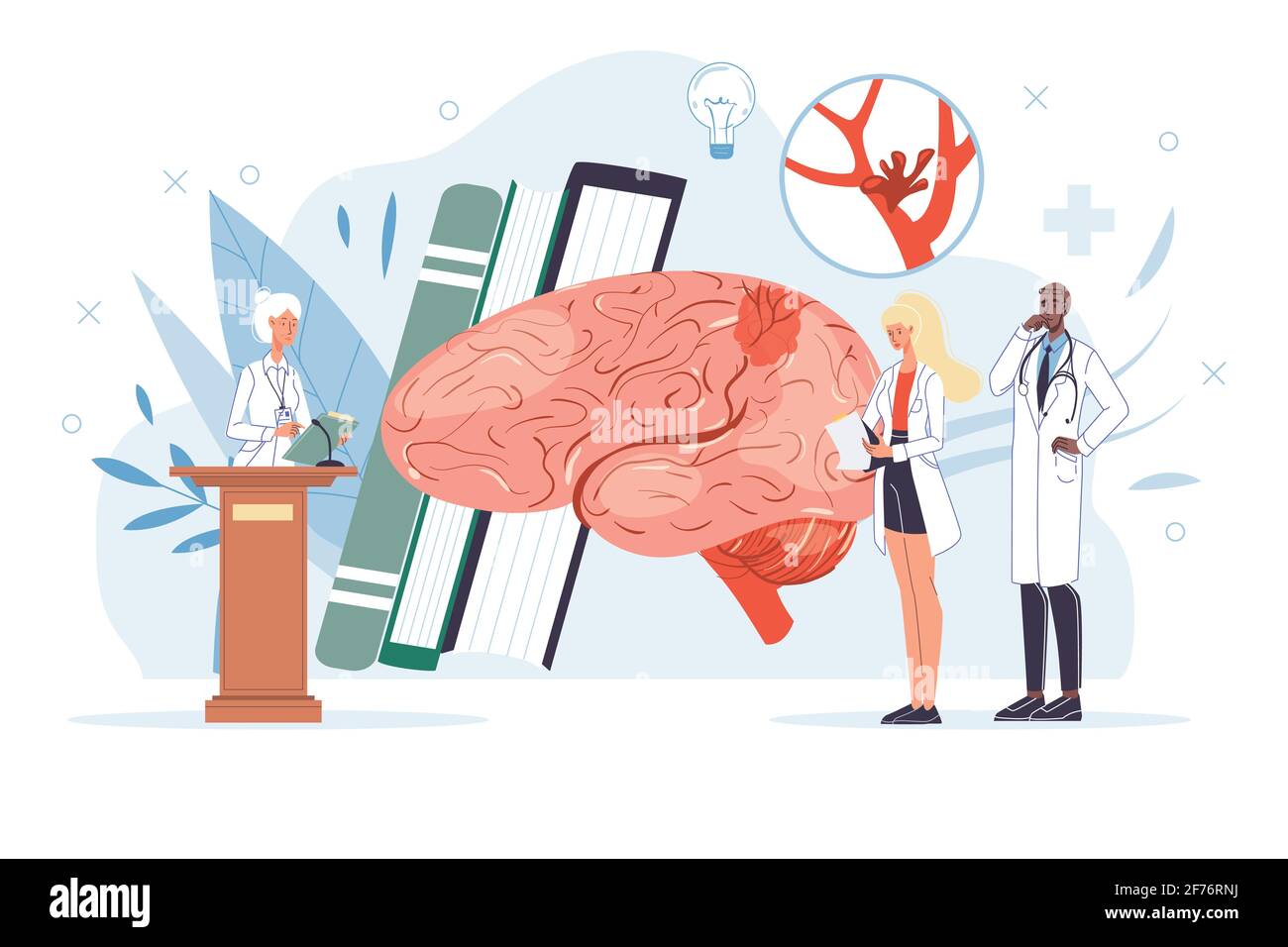 Flat cartoon doctor characters at work vector illustration concept ...
