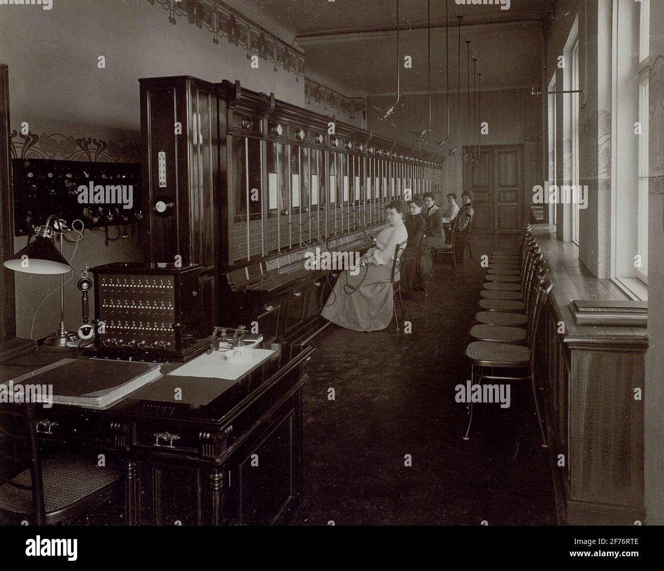 Riga, 1902 LME. Telephone station. Interior Stock Photo - Alamy