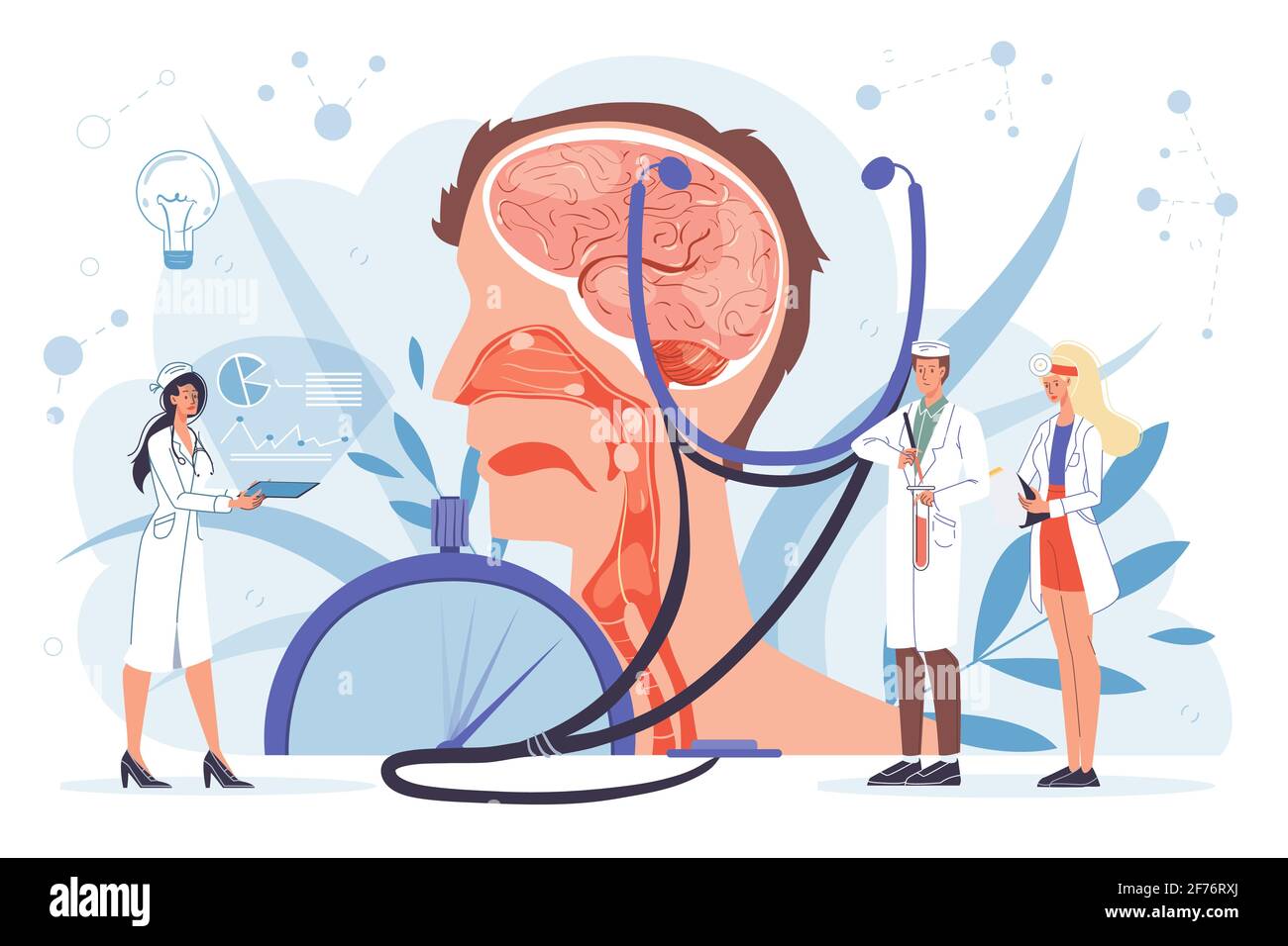 Flat cartoon doctor characters at work vector illustration concept ...