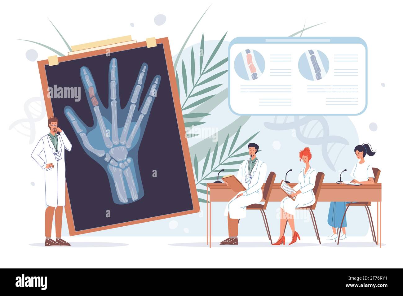 Flat cartoon character doctors at work vector illustration concept ...