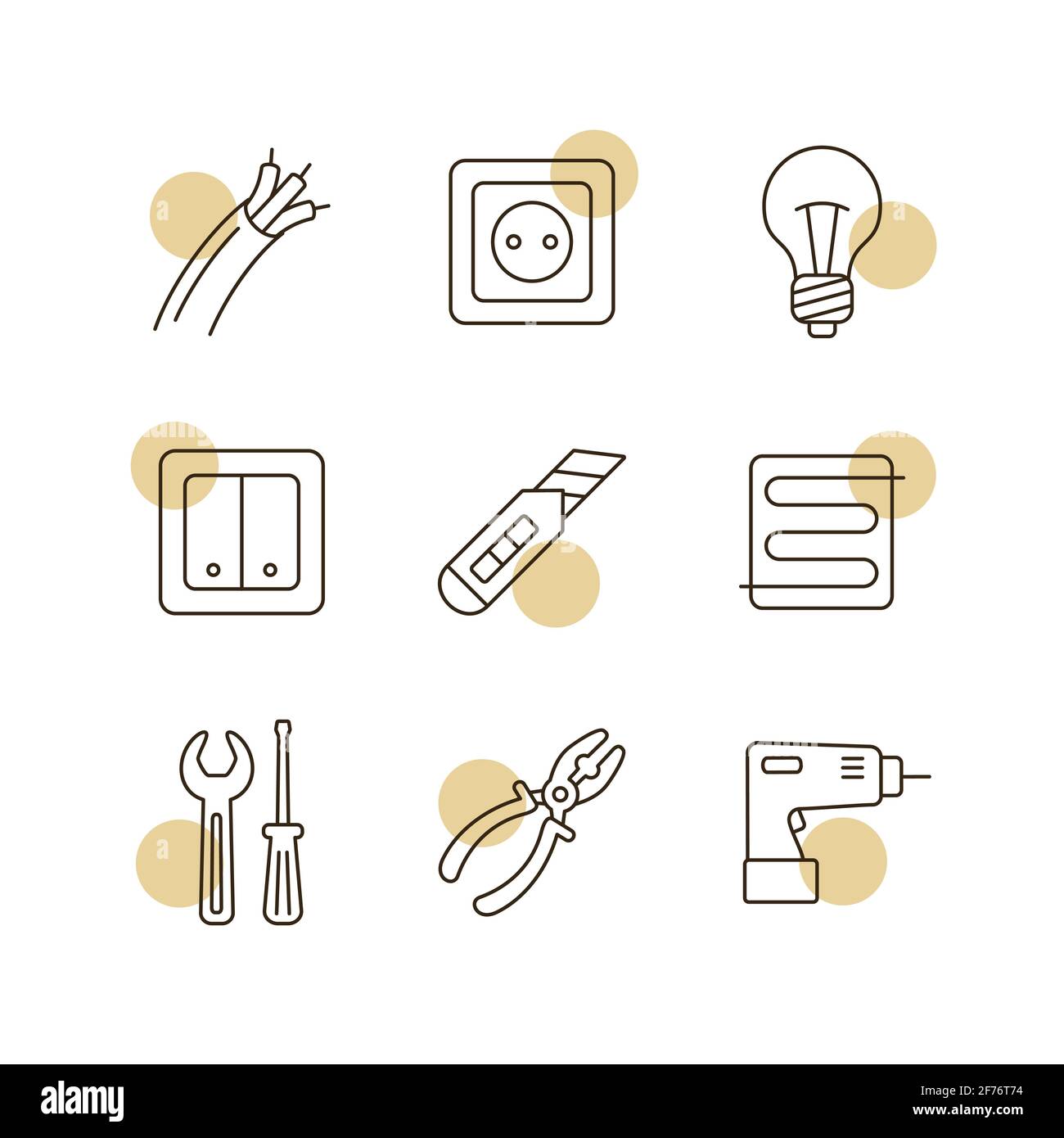 Home repair, electric vector icons set. Graph symbol for your web site ...