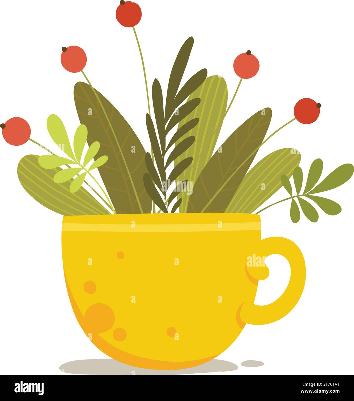 Flower berry plant in yellow cup icon, cartoon style Stock Vector Image ...