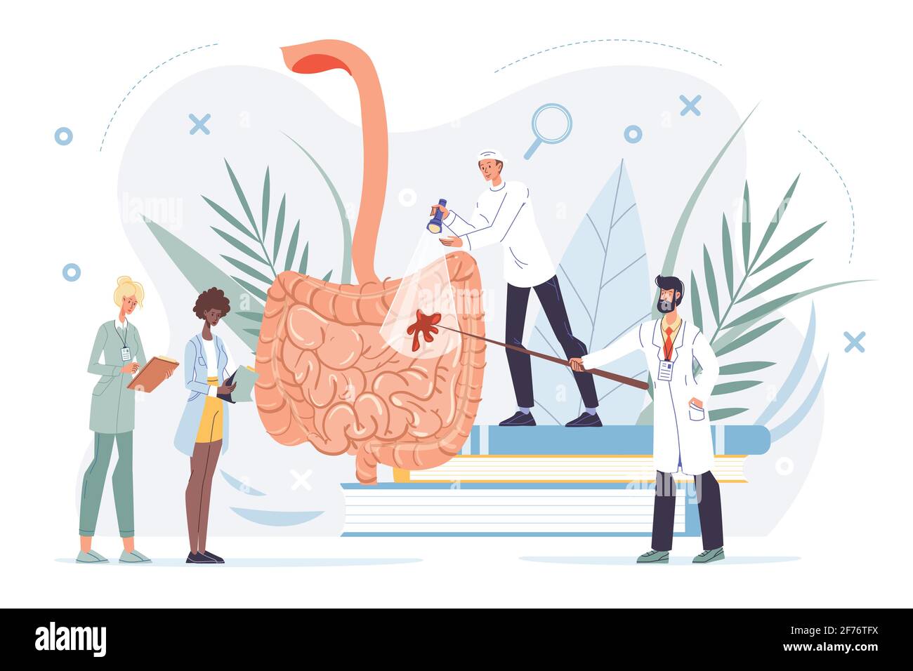 Flat cartoon doctor characters at work vector illustration concept ...