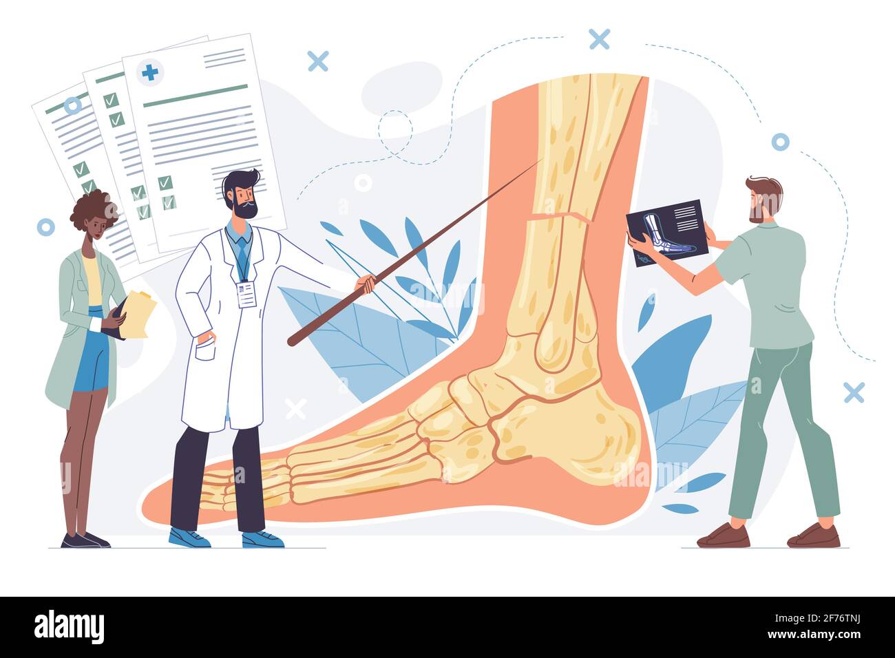 Flat cartoon doctor characters at work vector illustration concept ...
