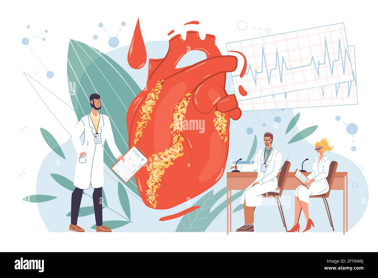 Flat cartoon doctor characters at work vector illustration concept ...