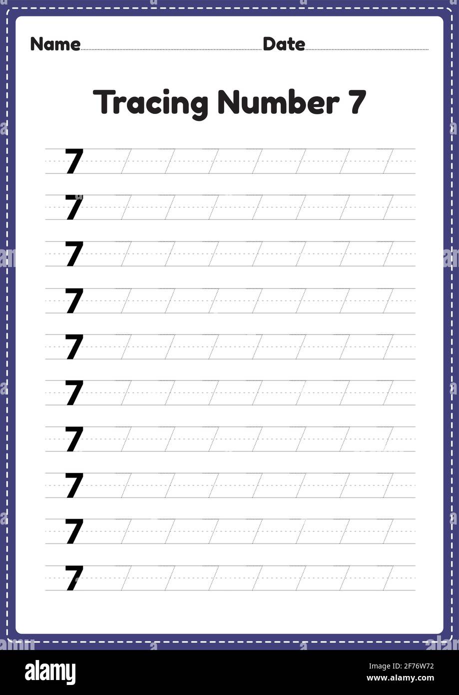 Number 7 worksheet hi-res stock photography and images - Alamy