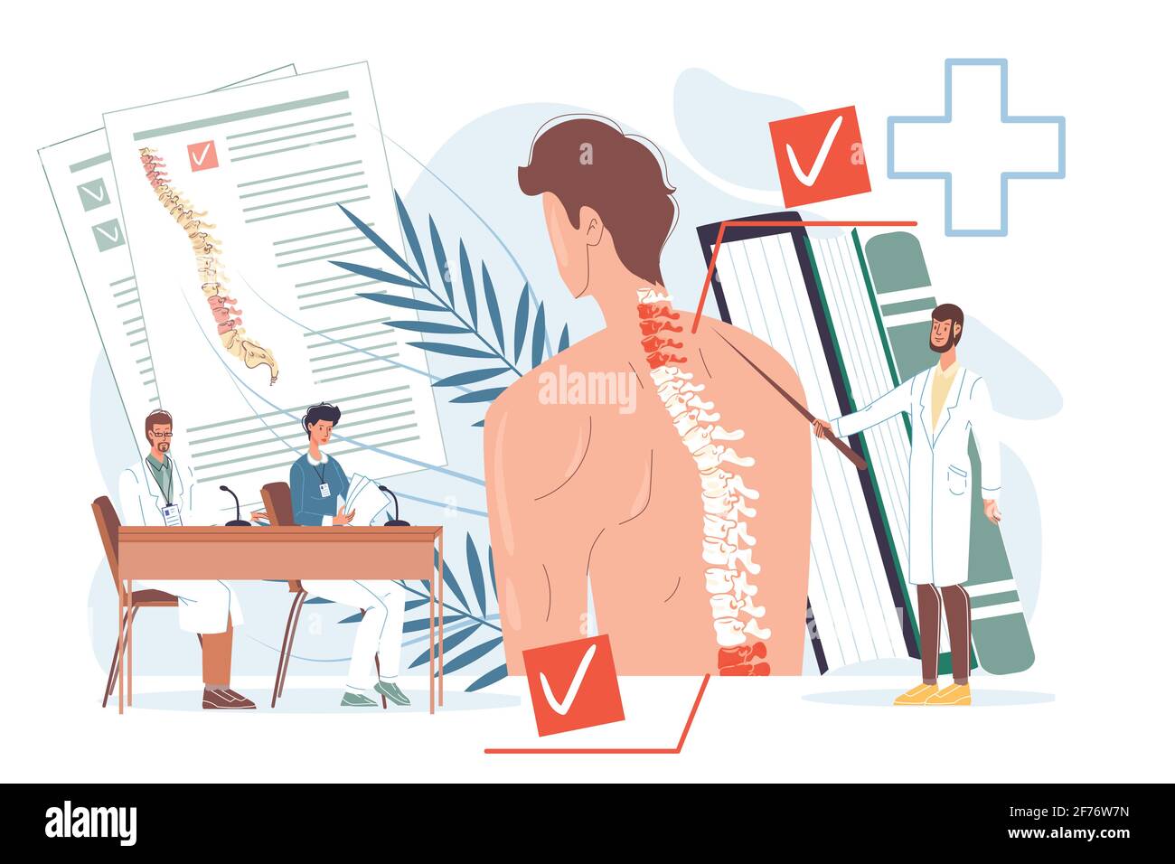 Flat cartoon doctor characters at work vector illustration concept ...