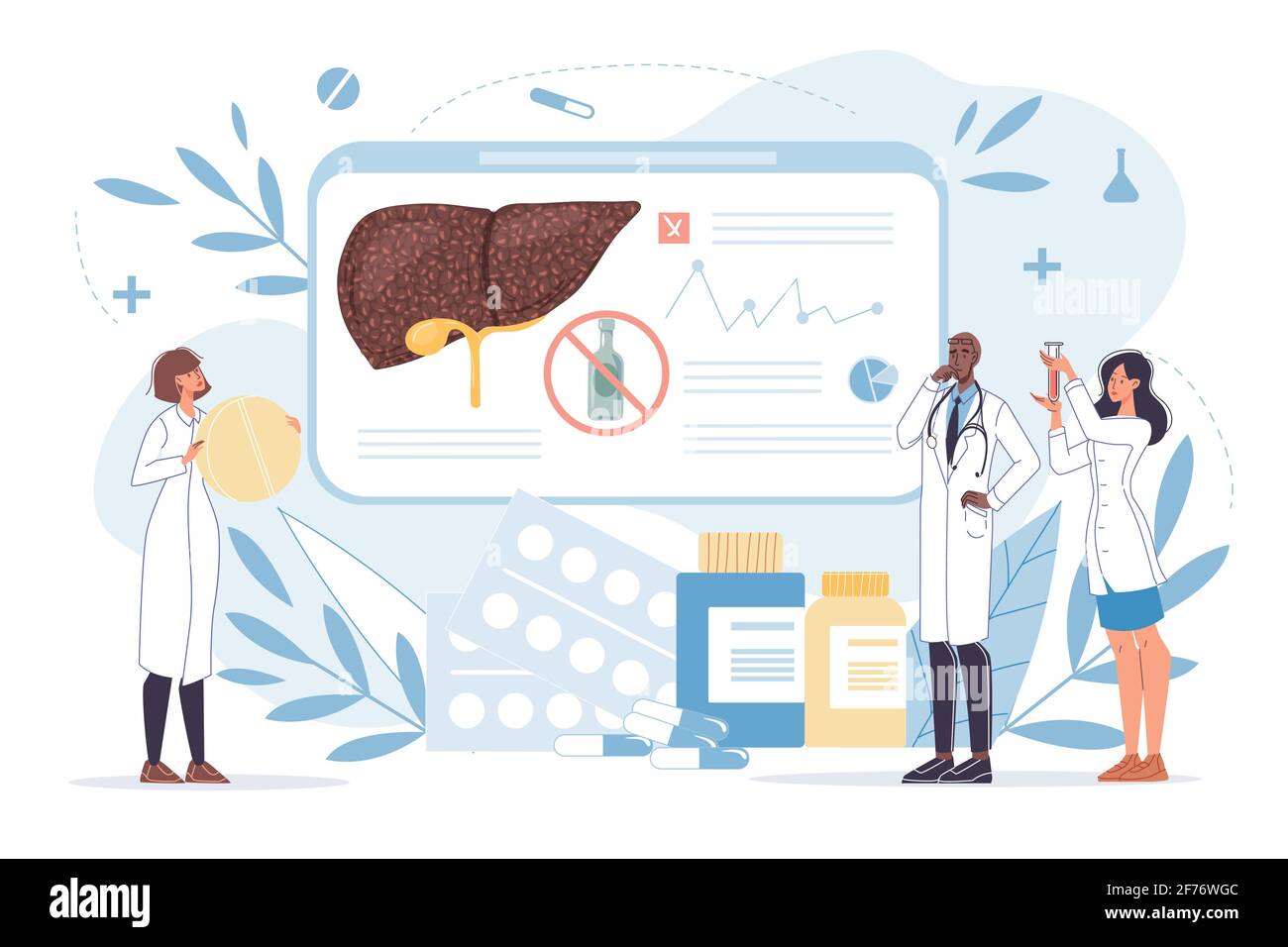Flat cartoon character doctors at work vector illustration concept ...