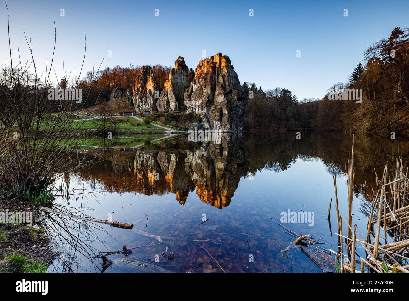 The Externsteine rock formation in the Teuteburg Forest in Germany ...