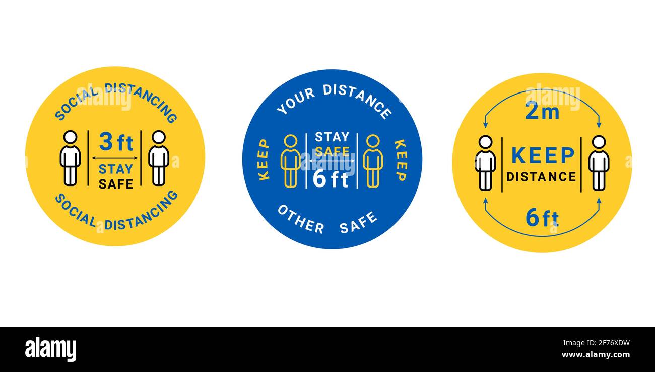 Social Distancing Signage. Keep safe distance. stop Covid-19 Icon ...