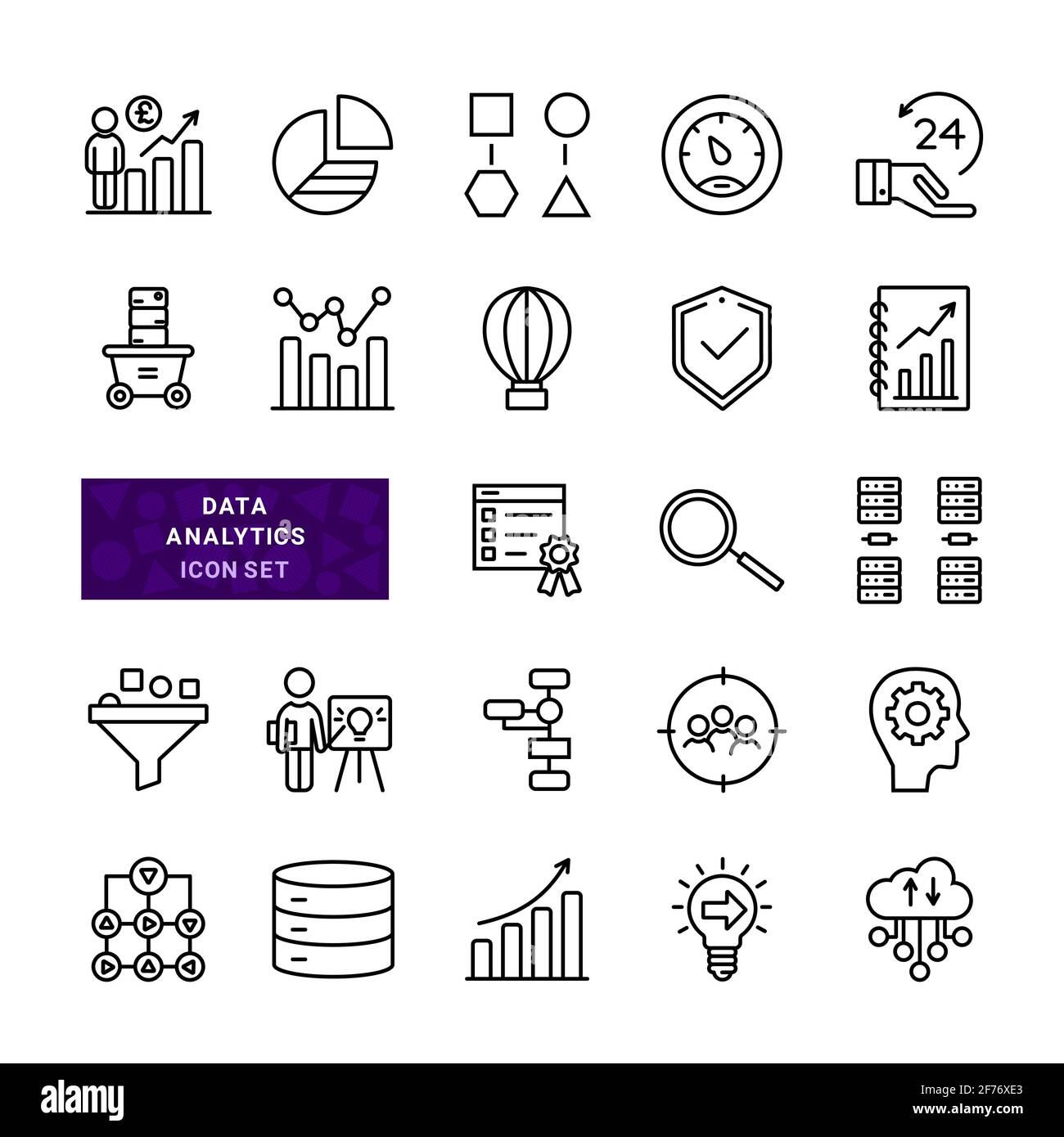 Data Analysis Related Vector Line Icons Simple Vector Illustration
