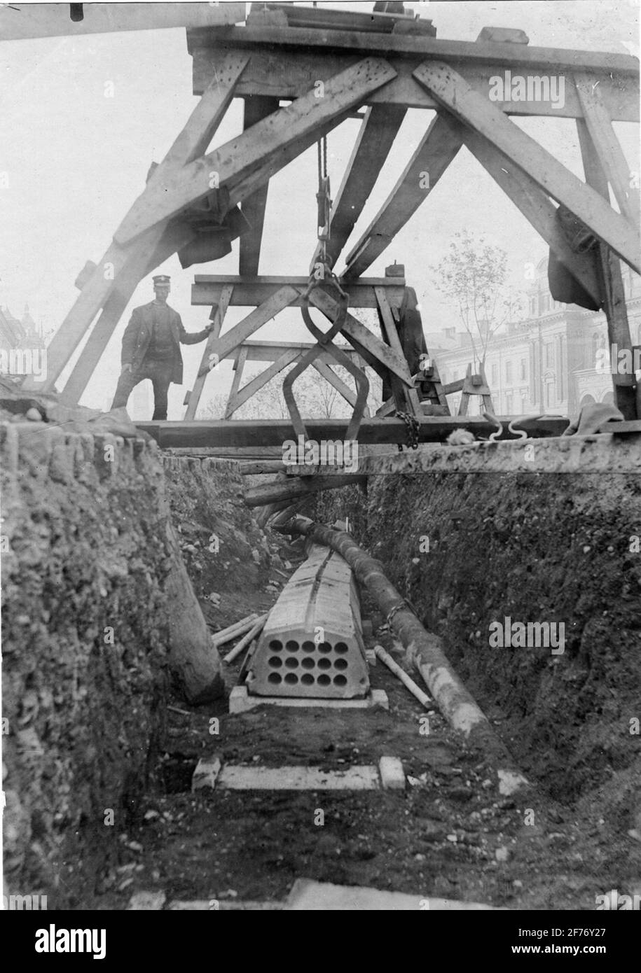 Closure of underground telephone lines in Stockholm, 1891 Stock Photo ...