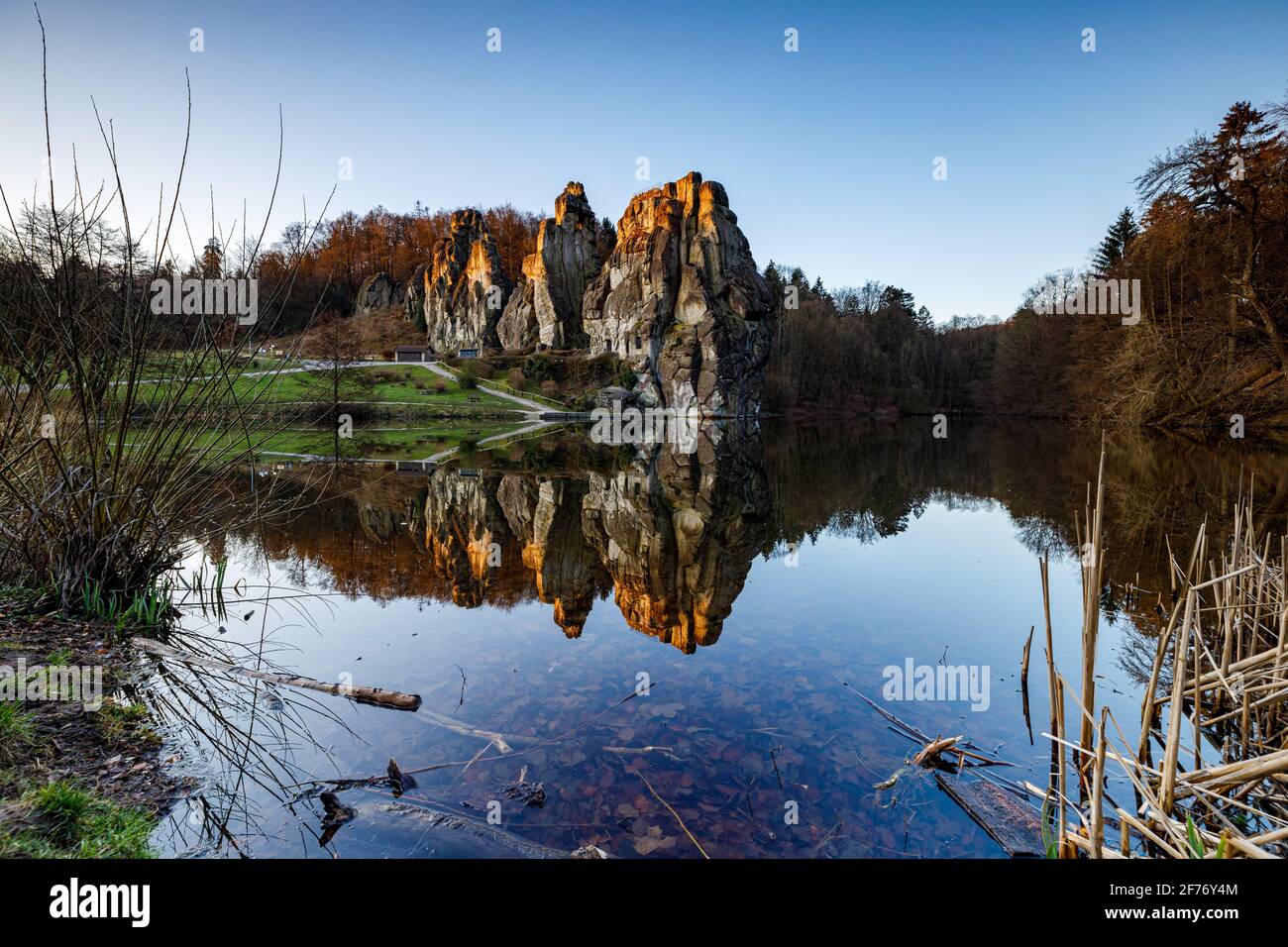 The Externsteine rock formation in the Teuteburg Forest in Germany ...