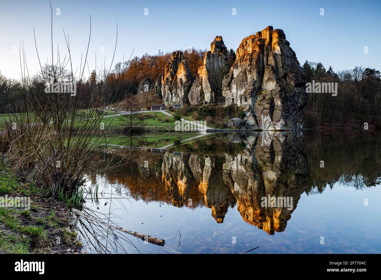 The Externsteine rock formation in the Teuteburg Forest in Germany ...
