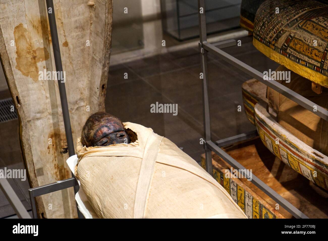 Egyptian Museum of Turin, Italy - September 2021: An explanatory ...