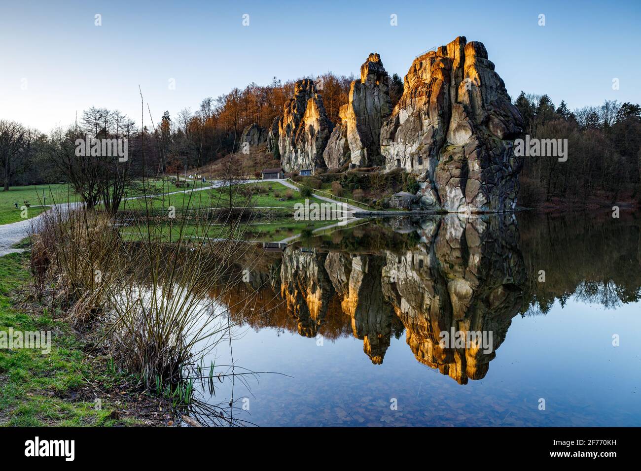 The Externsteine rock formation in the Teuteburg Forest in Germany ...