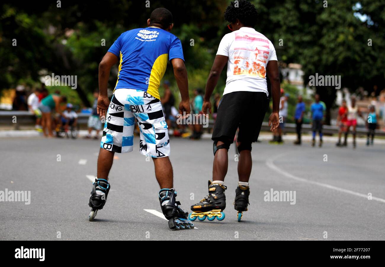 salvador, bahia / brazil - february 21, 2016: People seen rollerblading ...