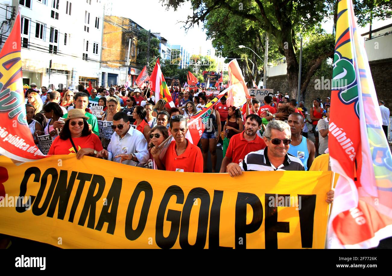 salvador, bahia, brazil - dec. 16, 2015: members of the trade union ...