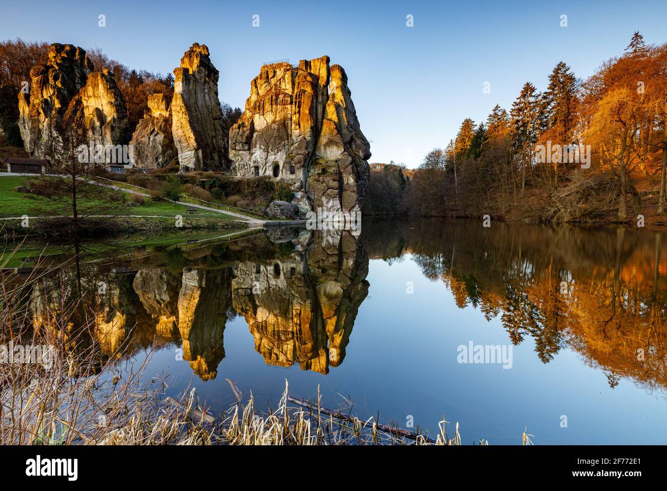 The Externsteine rock formation in the Teuteburg Forest in Germany ...